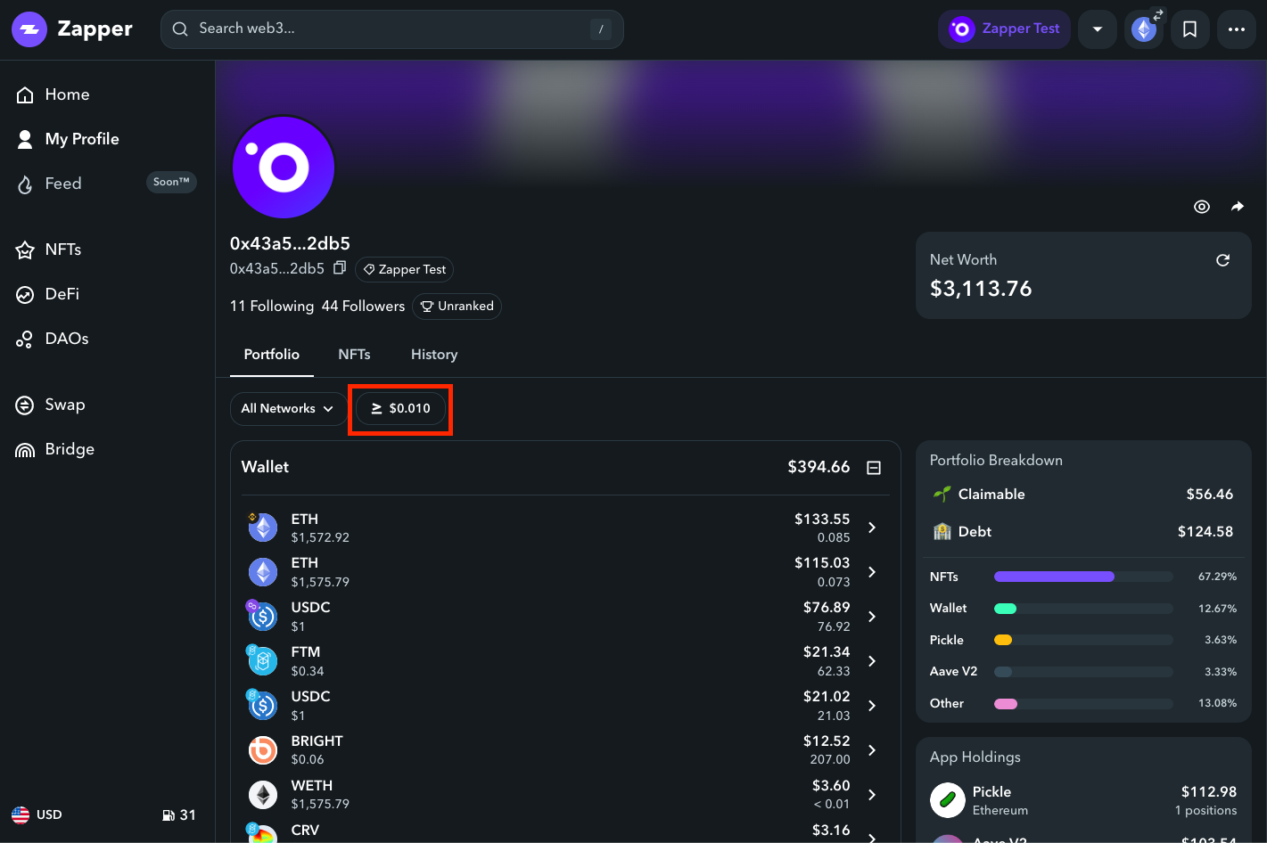 How do I hide token balances? – Zapper